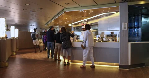 Cruise ship passengers at food buffet li... | Stock Video | Pond5