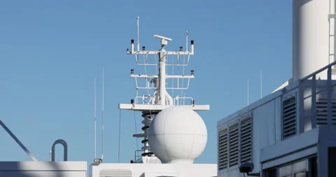 Cruise ship radar communication antenna ... | Stock Video | Pond5
