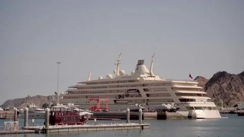 Cruise ship of Sultan of Oman in Mutrah ... | Stock Video | Pond5