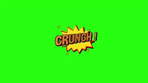 Crunch comic text animation on green scr... | Stock Video | Pond5