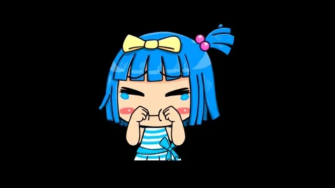 Crying Blue-Haired Girl Animation - Tran... | Stock Video | Pond5
