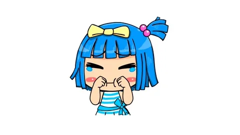 Crying Blue-Haired Girl Animation - Gree... | Stock Video | Pond5