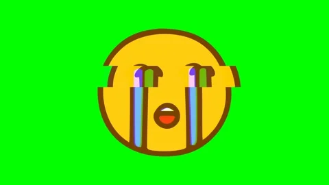 Crying emoticon glitch effect on green b... | Stock Video | Pond5