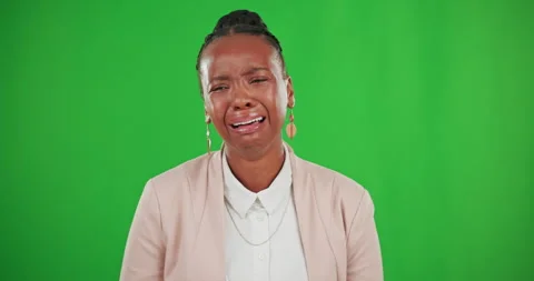 Crying, green screen and sad black woman... | Stock Video | Pond5