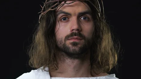 Crying Jesus Christ with eyes closed fee... | Stock Video | Pond5