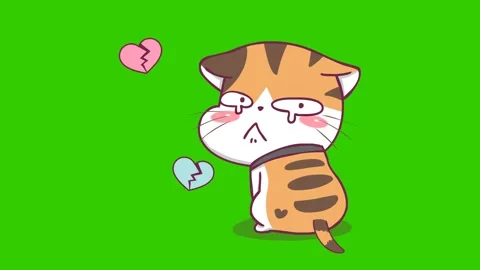 Crying Kitten Animation - Green Screen B... | Stock Video | Pond5