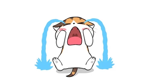 Crying Kitten Animation with Waterfall T... | Stock Video | Pond5