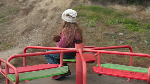 Crying sad little homeless girl whirling... | Stock Video | Pond5