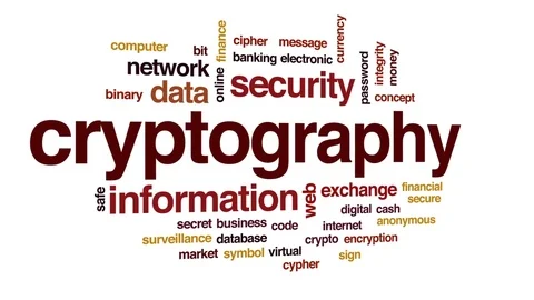 Cryptography animated word cloud, text d... | Stock Video | Pond5