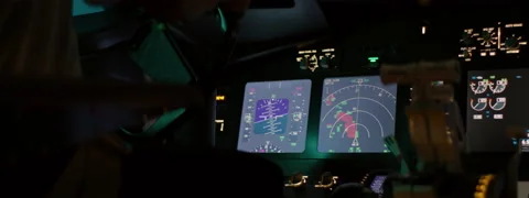 CU on airplane weather radar screen, air... | Stock Video | Pond5