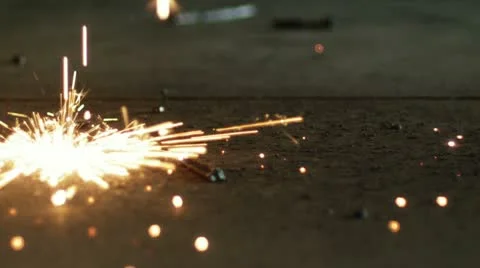 CU Welding sparks falling on the floor /... | Stock Video | Pond5