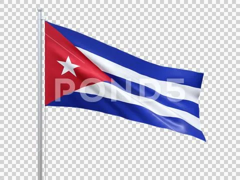 Cuba flag waving on transparent background, close up, isolated. 3D ...
