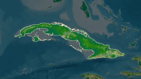 Cuba map - zoom. Regions. Physical. | Stock Video | Pond5