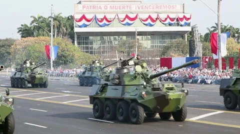 Cuban tanks and armored vehicles at para... | Stock Video | Pond5