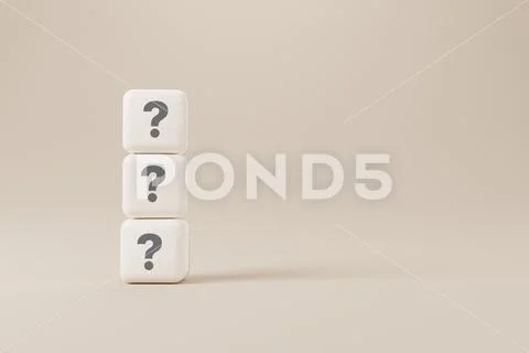Cube block shape with sign question mark symbol on background. 3d ...