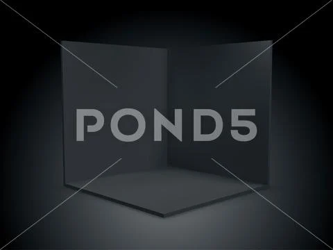 Cube box 3D, corner room inside interior cross section. Vector black ...