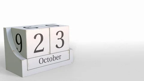 Cube calendar shows October 23 date. 3D ... | Stock Video | Pond5