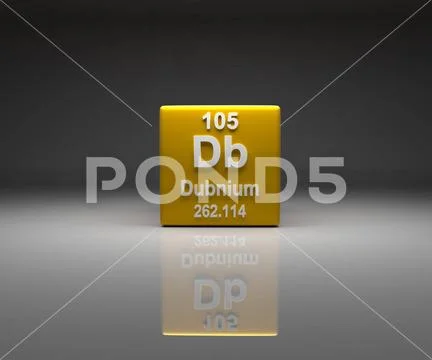 Photograph: Cube with Dubnium number 105 periodic table, 3d rendering ...