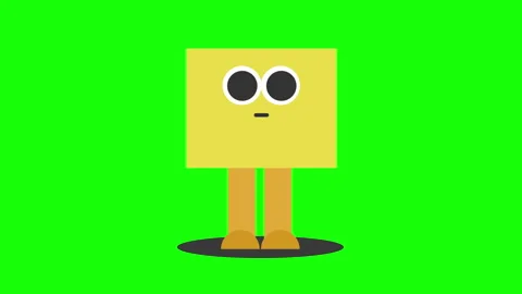 Cube Head Character Looking Around On Gr... | Stock Video | Pond5