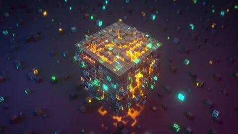 Cube with hex-code data seamless loop 3D... | Stock Video | Pond5