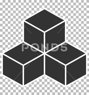 Cube icon on transparent background. flat style. black cube sign. cube ...