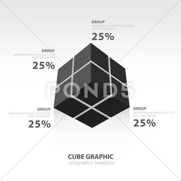 Cube infographic template bottom view black color balance Illustration ...