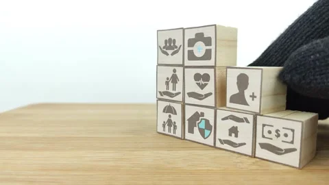 Cube, Insurance and stages of life conce... | Stock Video | Pond5