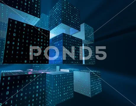 Cube Intelligent Technology, Binary Code, Network Program and Data: Graphic #131294249