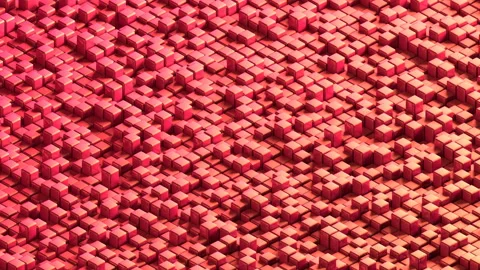 Cubic red purple pixel animated low poly... | Stock Video | Pond5