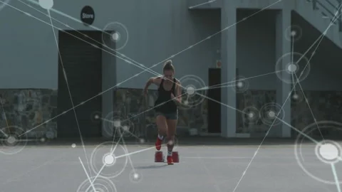 On cue female sprinter launching from re... | Stock Video | Pond5