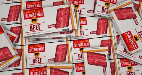 Cultured meat lab-grown pack animation | Stock Video | Pond5