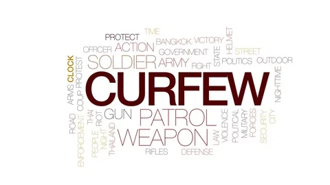 Curfew animated word cloud, text design ... | Stock Video | Pond5