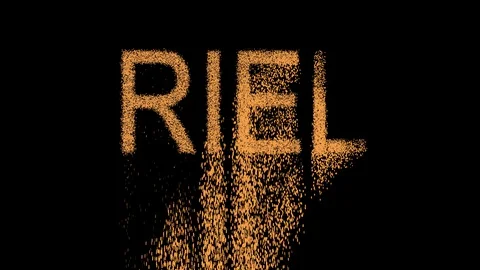 Currency name RIEL appears from the sand... | Stock Video | Pond5