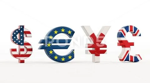 Photograph: Currency symbols with country flags Currency symbols with ...
