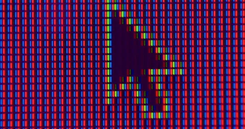Cursor arrow movement on monitor pixels.... | Stock Video | Pond5