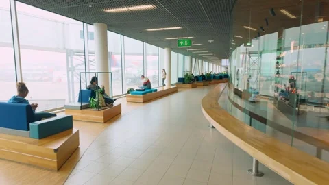 Curved Seating Area with Large Windows a... | Stock Video | Pond5