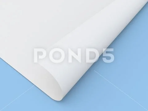 Curved sheet of A4 paper on a blue background. Illustration #265601816