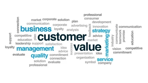 Customer value animated word cloud, text... | Stock Video | Pond5