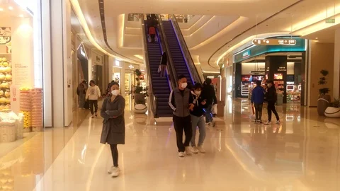 Customers entering the mall must wear ma... | Stock Video | Pond5