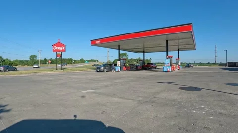 Customers filling gas tanks at Casey's f... | Stock Video | Pond5
