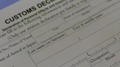 Customs declaration form at a Japanese a... | Stock Video | Pond5