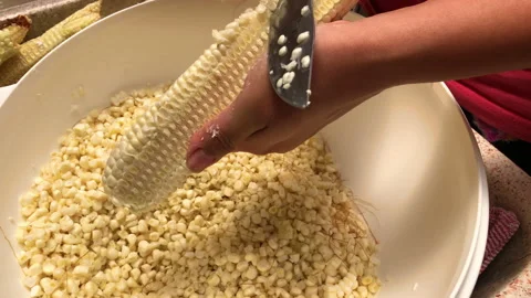 Cut the corn for making Mexican Corn Sal... | Stock Video | Pond5