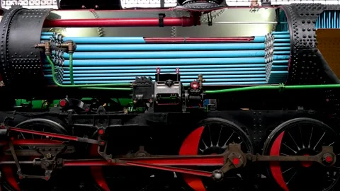 Cutaway freight steam locomotive reveals... | Stock Video | Pond5