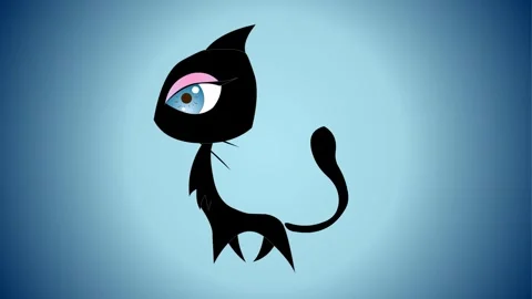cute animated cartoon black cat, 2d anim... | Stock Video | Pond5