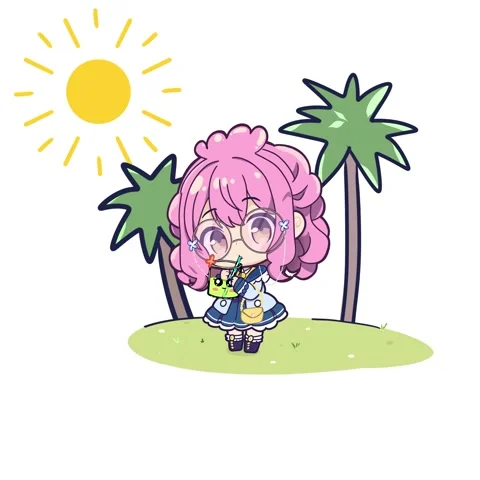 cute animation chibi girl on the beach w... | Stock Video | Pond5