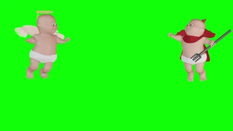 Cute baby angel and devil compete with e... | Stock Video | Pond5