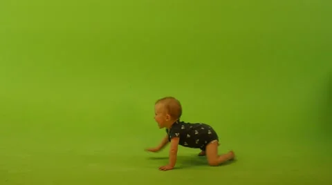 Cute Baby Crawl Green Screen. | Stock Video | Pond5