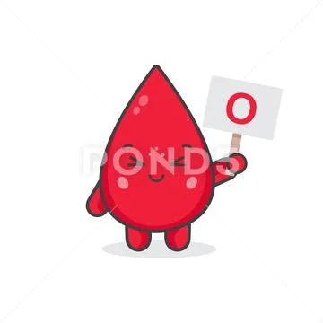 Cute Blood Characters Hold The Boards of Blood Type O ~ Clip Art #243857495