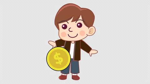 A cute boy play with dollar coin in a ca... | Stock Video | Pond5