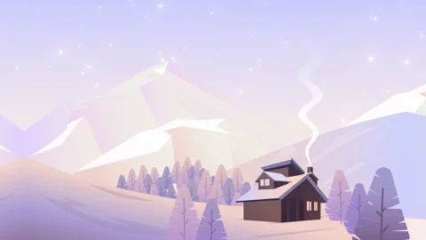 Cute Cabin in the Woods 2D Animation. | Stock Video | Pond5